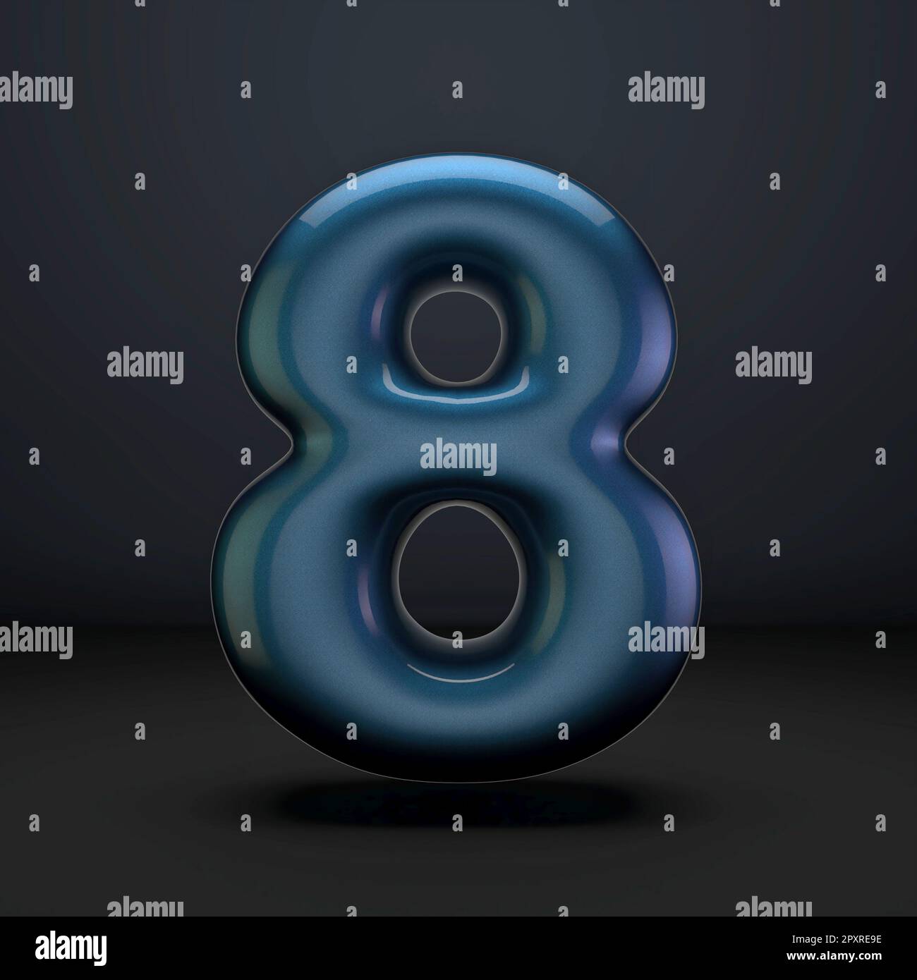 Dark blue shiny font Number 8 EIGHT 3D rendering illustration isolated ...