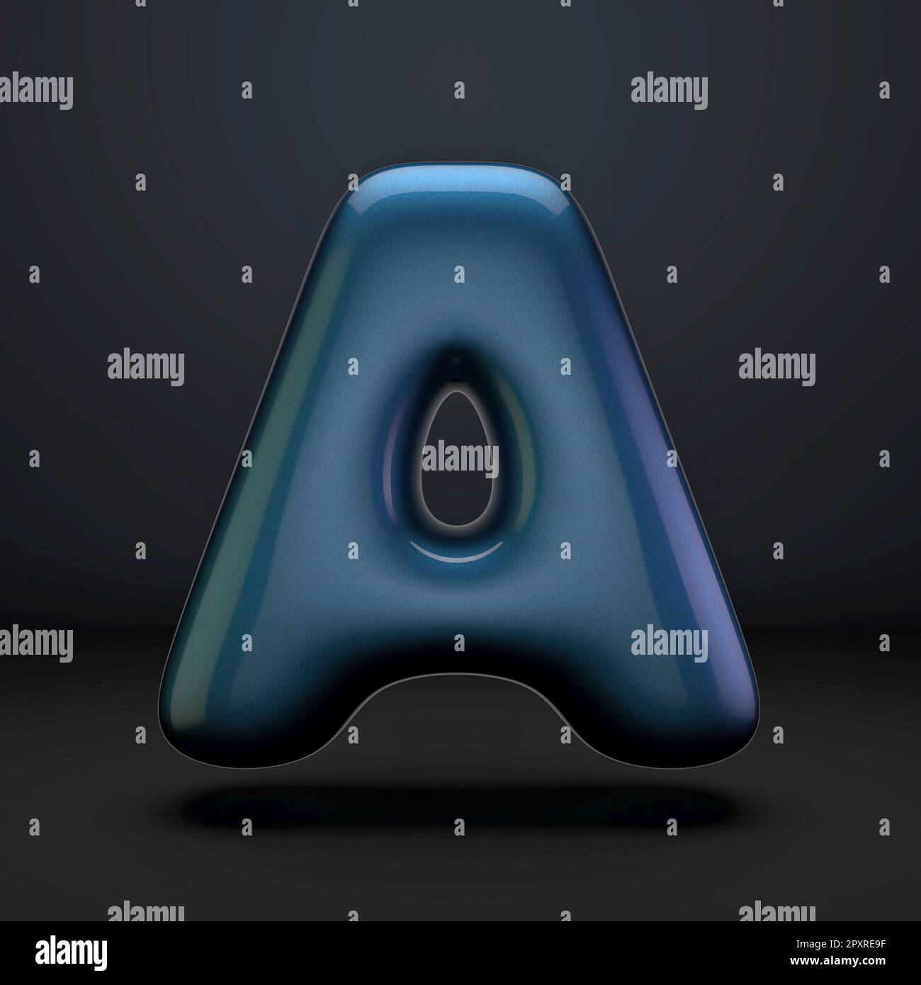 Dark blue shiny font Letter A 3D rendering illustration isolated on ...