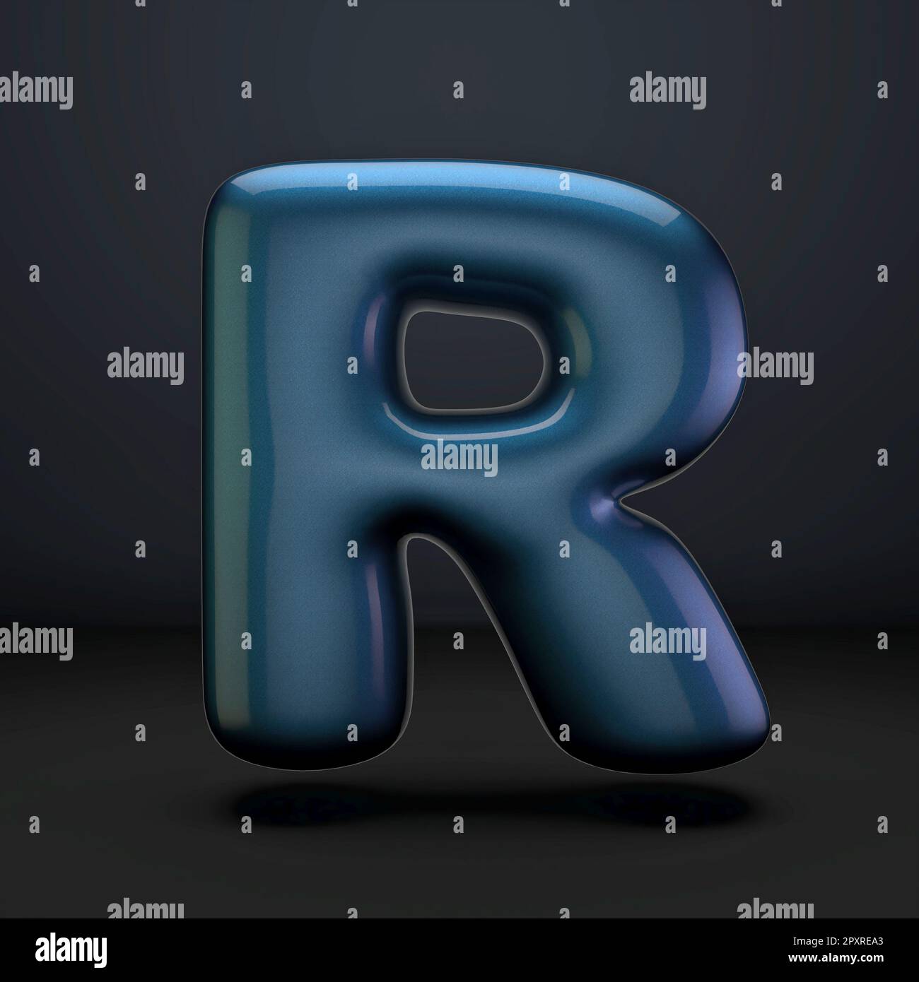 Dark blue shiny font Letter R 3D rendering illustration isolated on ...