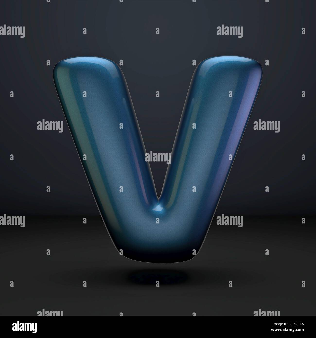 Dark blue shiny font Letter V 3D rendering illustration isolated on ...