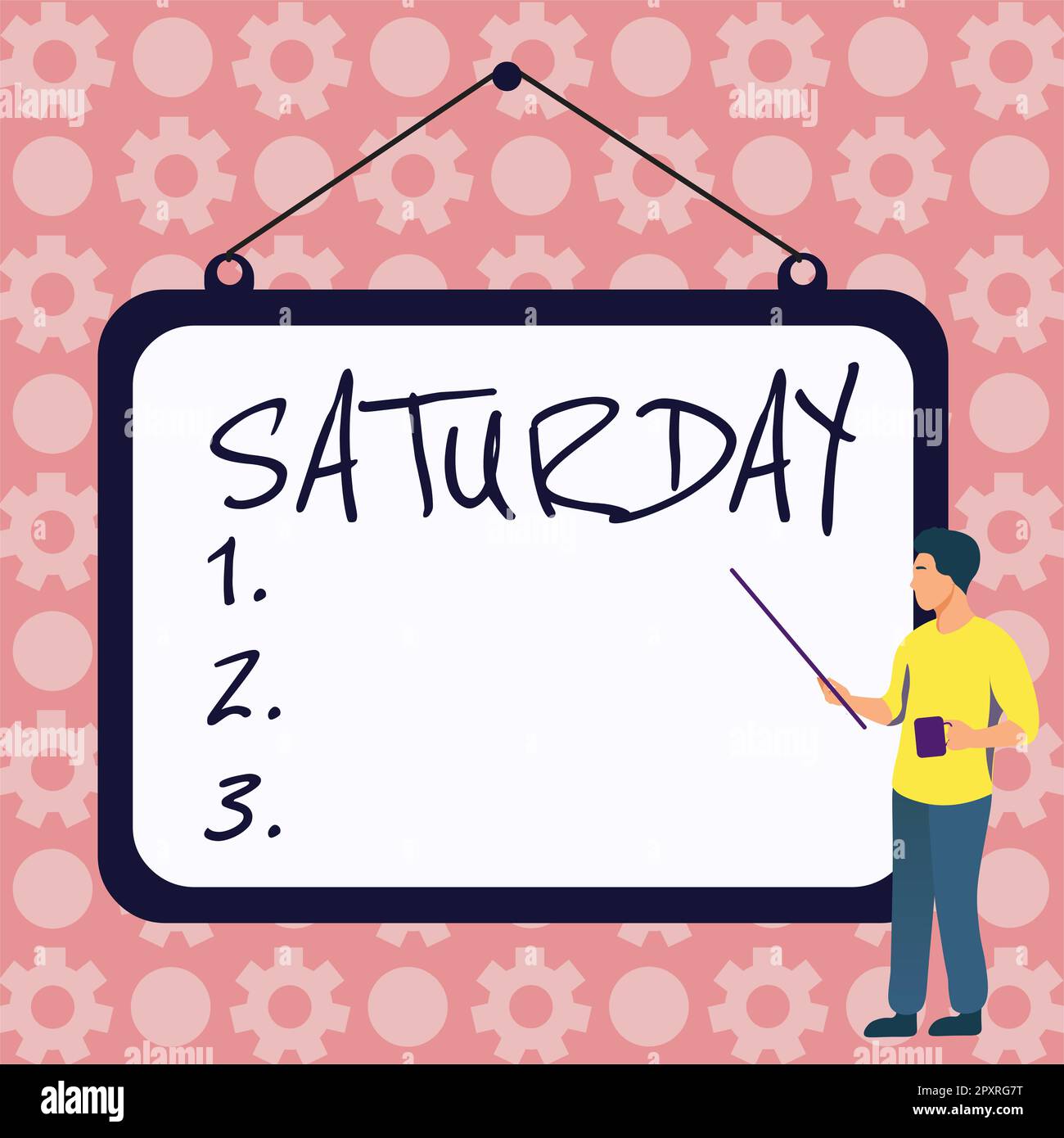 Text caption presenting Saturday, Concept meaning First day of the ...