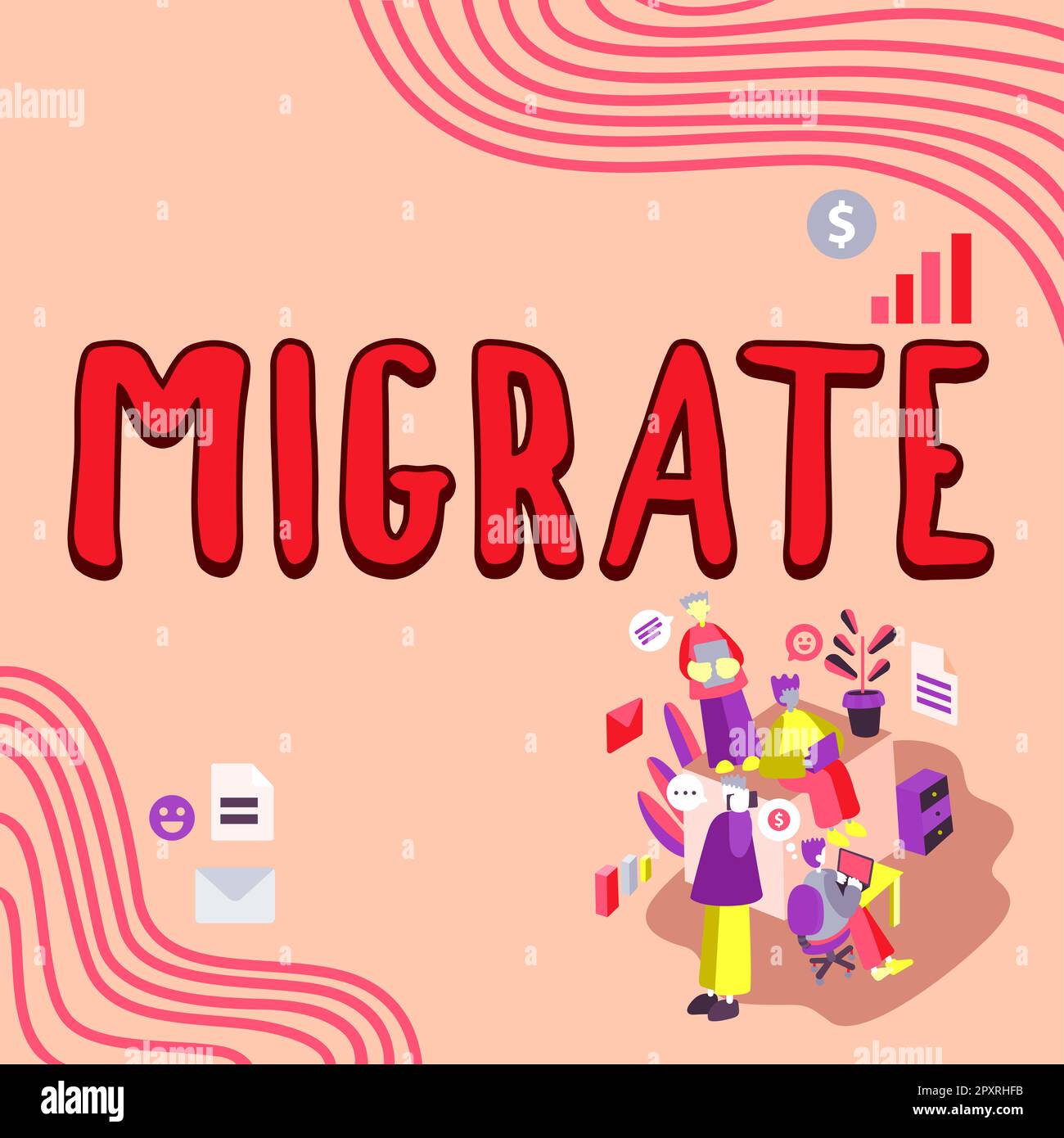 Conceptual display Migrate, Business idea to move or travel from one ...