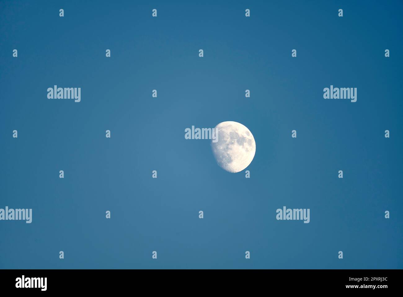 An almost full moon on a blue background. Background, contrasts, nobody ...