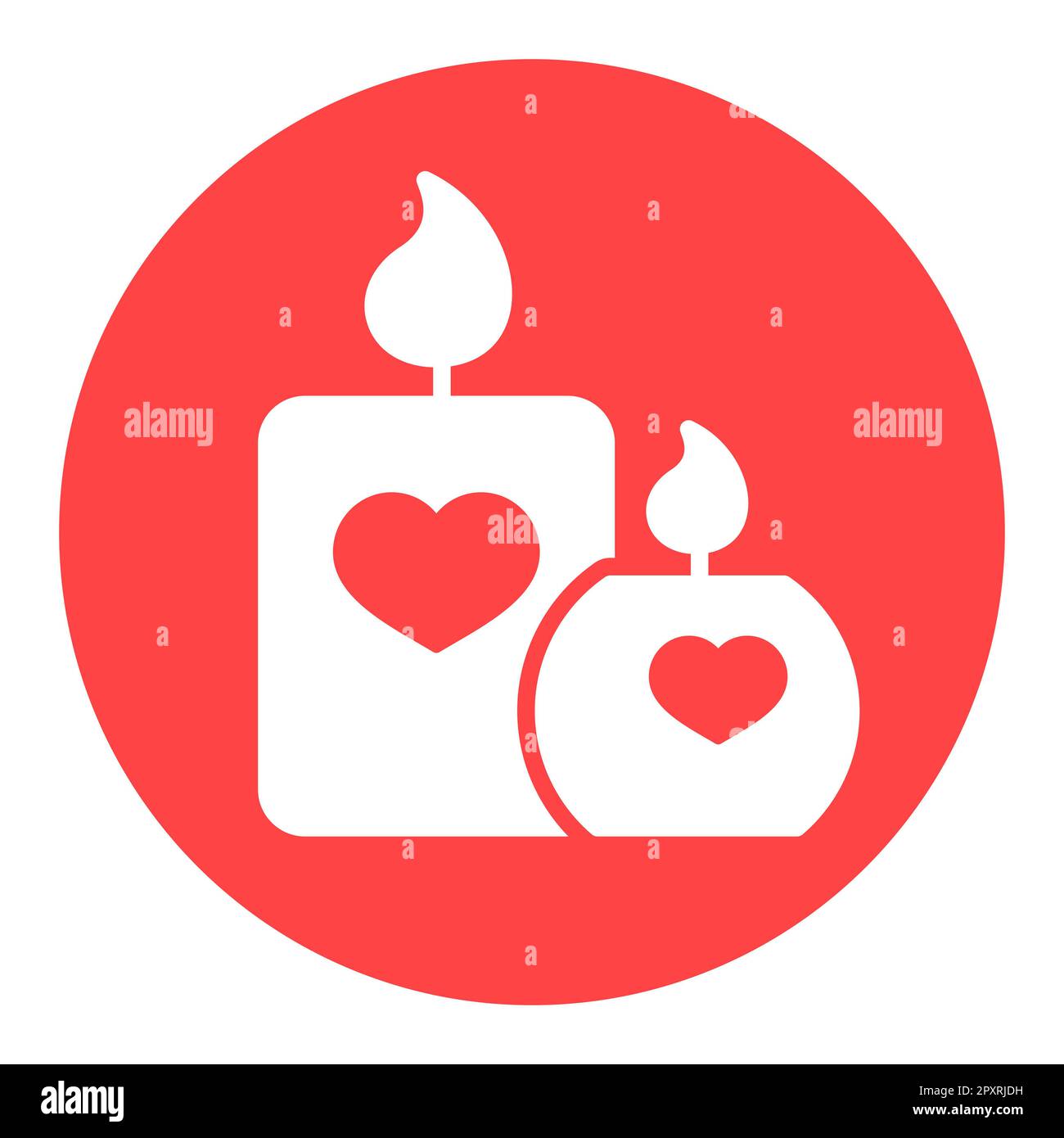 Burning candle with hearts glyph icon. Valentines day symbol. Vector ...