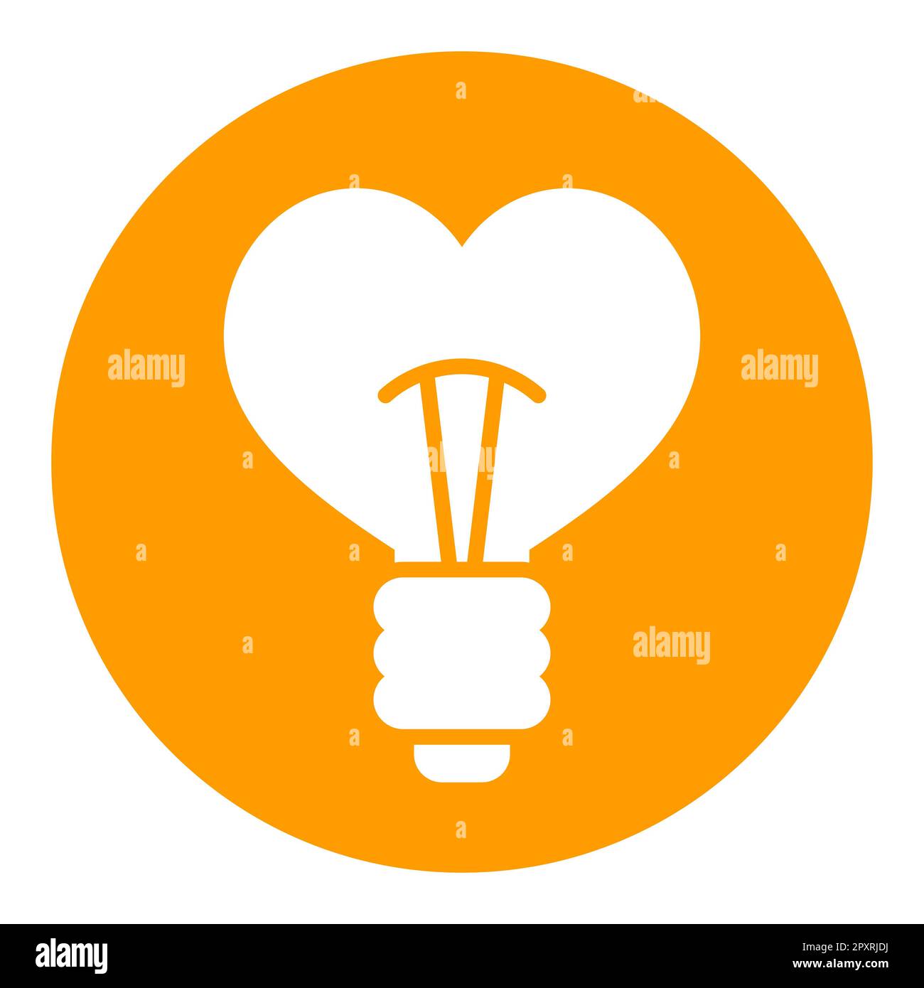 Heart shape in light bulb glyph icon isolated. Valentine day symbol ...