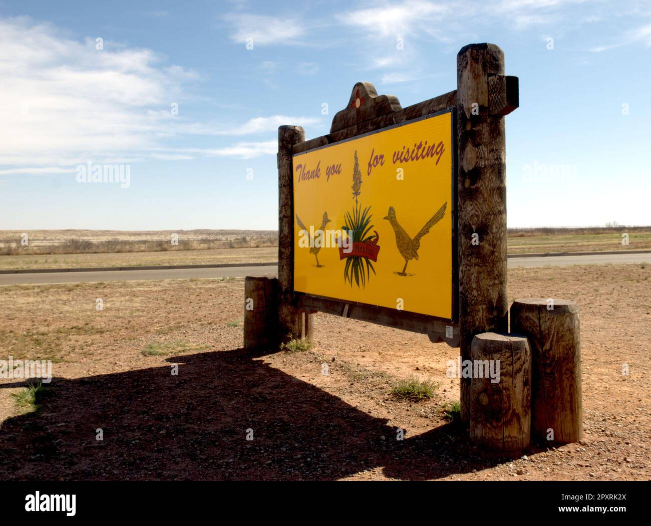 Yellow New Mexico Welcome sign located at the NM Welcome Center coming ...