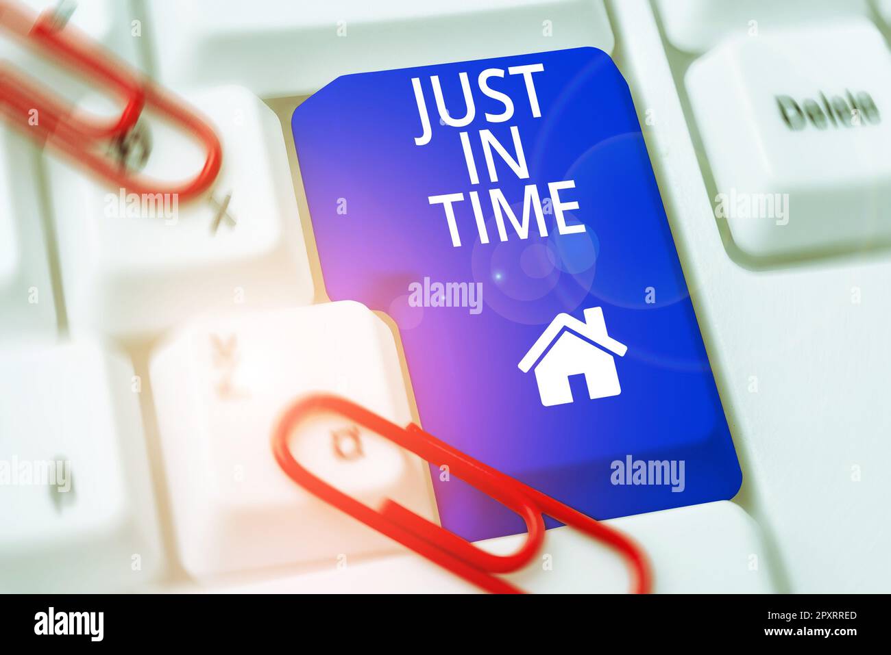 Conceptual caption Just In Time, Word Written on Arriving exactly at ...