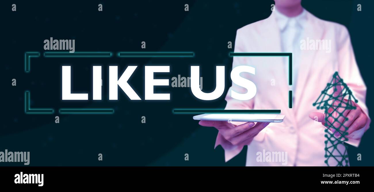 Writing displaying text Like Us, Business approach Asking to follow on ...