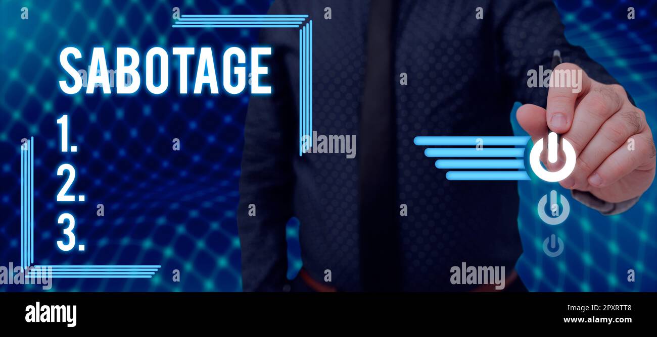Sign displaying Sabotage, Concept meaning destruction of an employer's ...