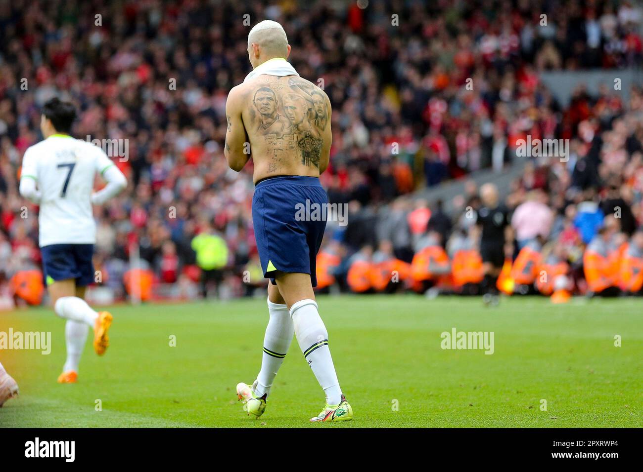 Richarlison of Tottenham Hotspur is pictured after scoring with a large ...