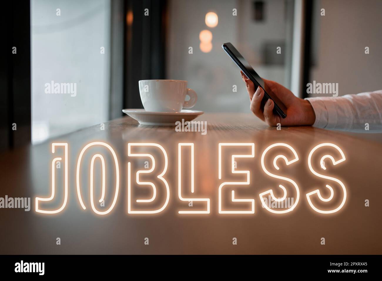 Sign displaying Jobless, Business approach unemployed person looking ...