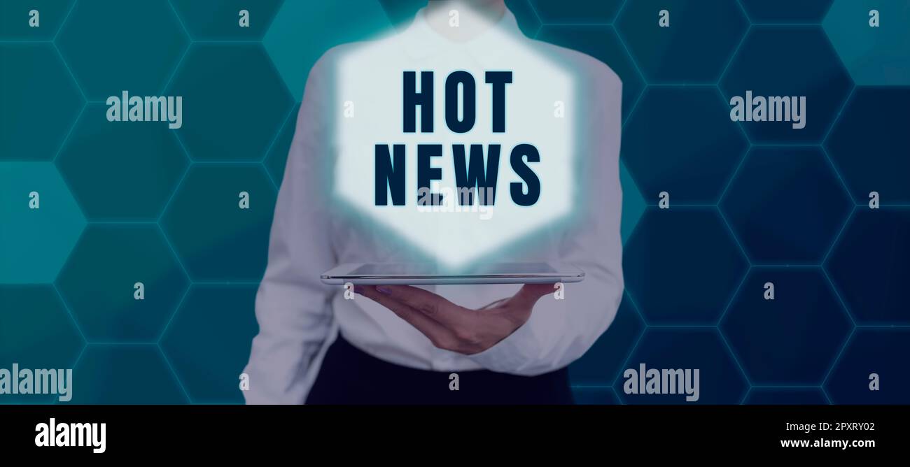 Text caption presenting Hot News, Word for subject that experiences ...