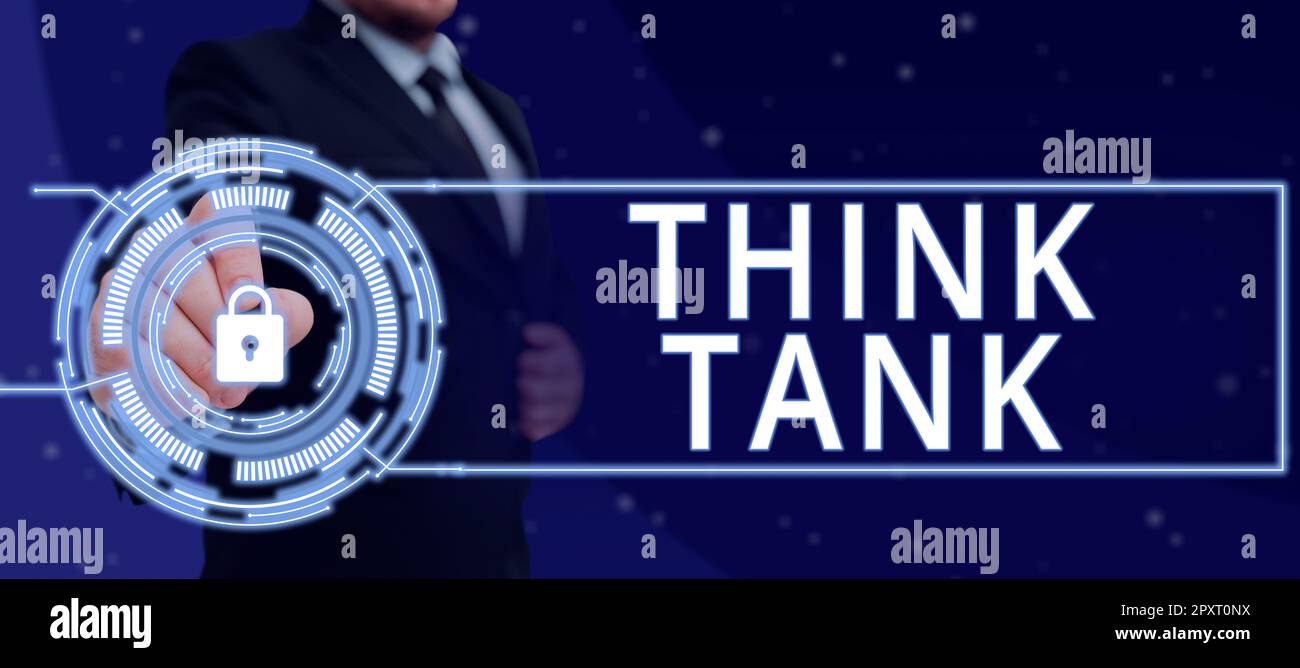 Hand writing sign Think Tank, Word Written on Thinking of Innovative ...