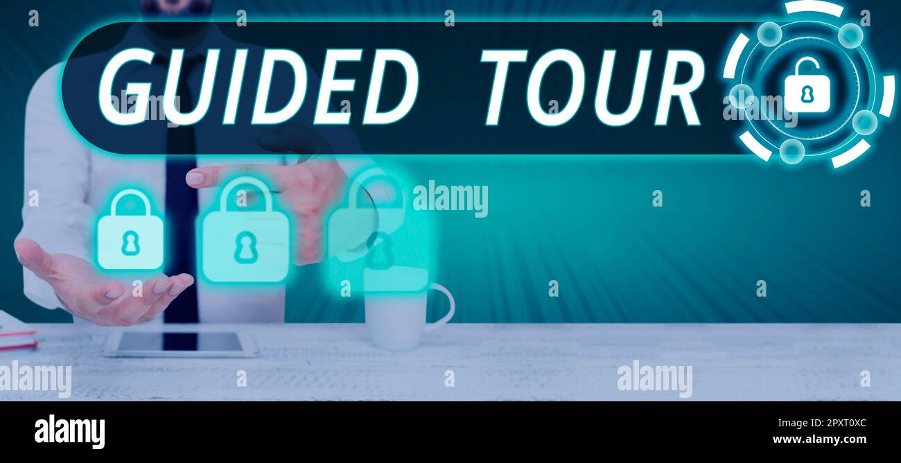 Inspiration showing sign Guided Tour, Word for advice or information ...