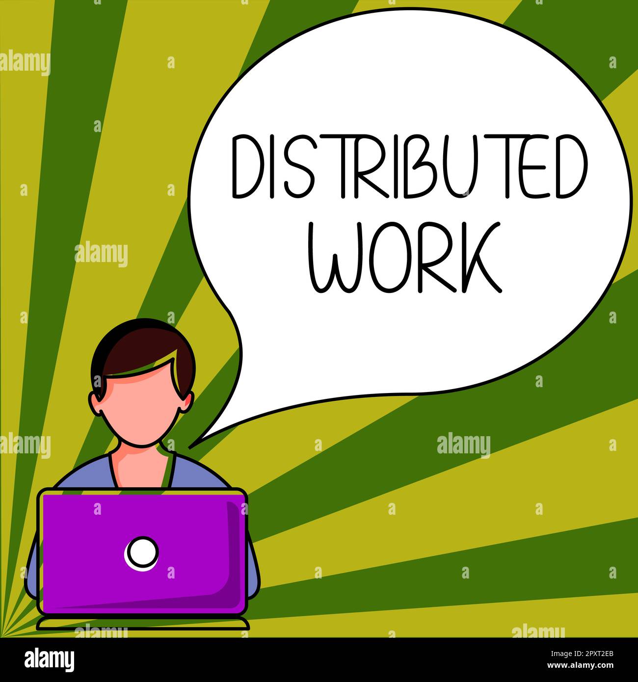 Text sign showing Distributed Work, Word for practiced by enterprises using network facilities ...