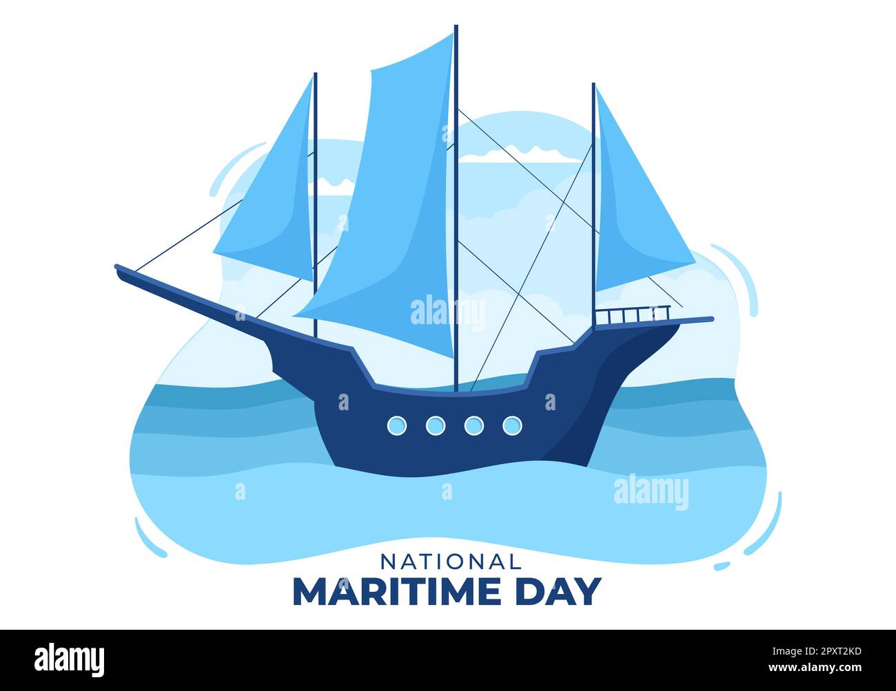 World Maritime Day Illustration with Sea and Ship for Web Banner or ...
