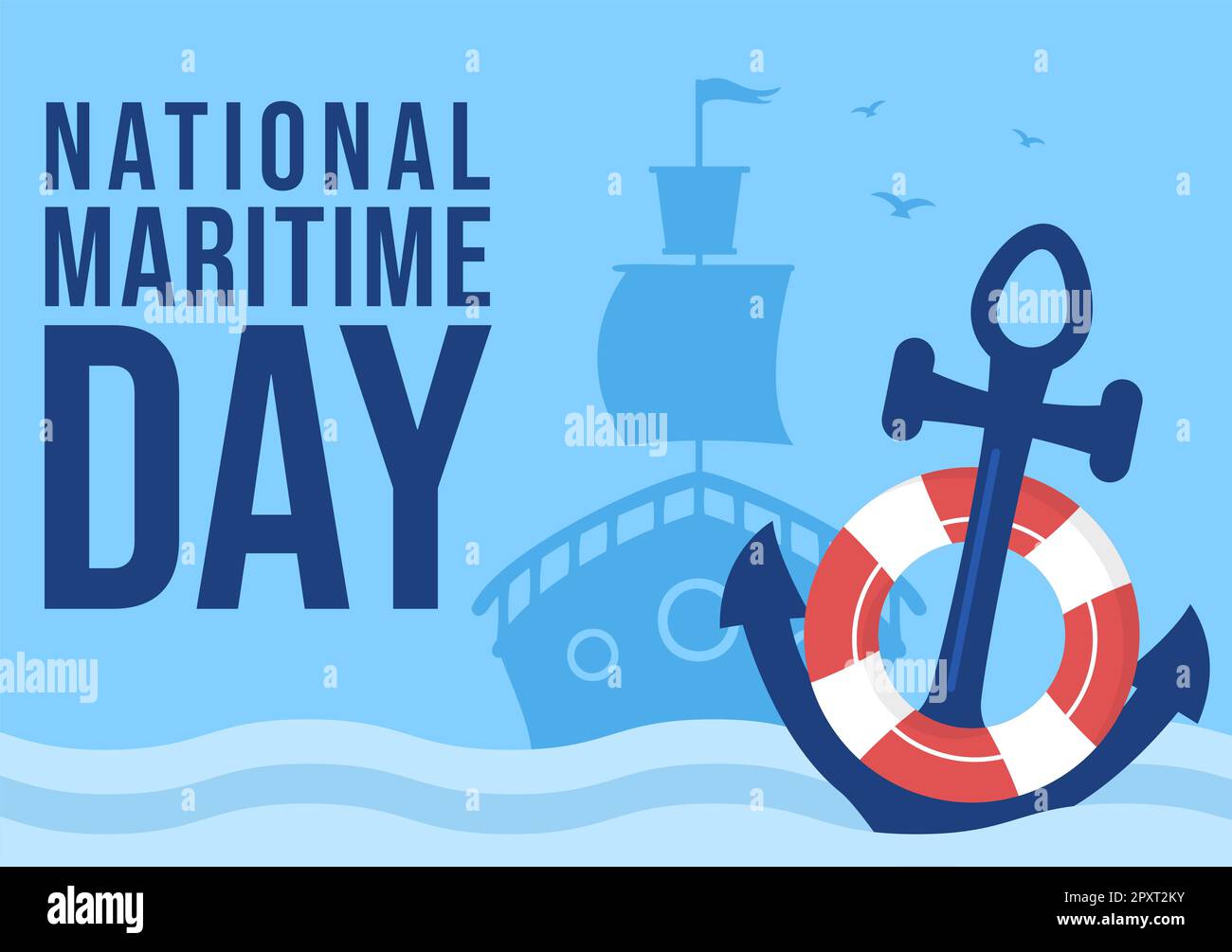 World Maritime Day Illustration with Sea and Ship for Web Banner or ...