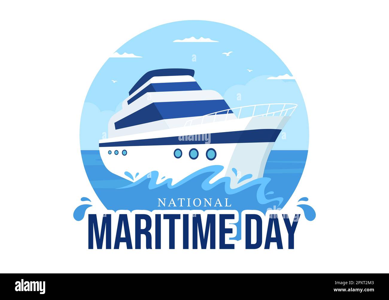 World Maritime Day Illustration with Sea and Ship for Web Banner or ...