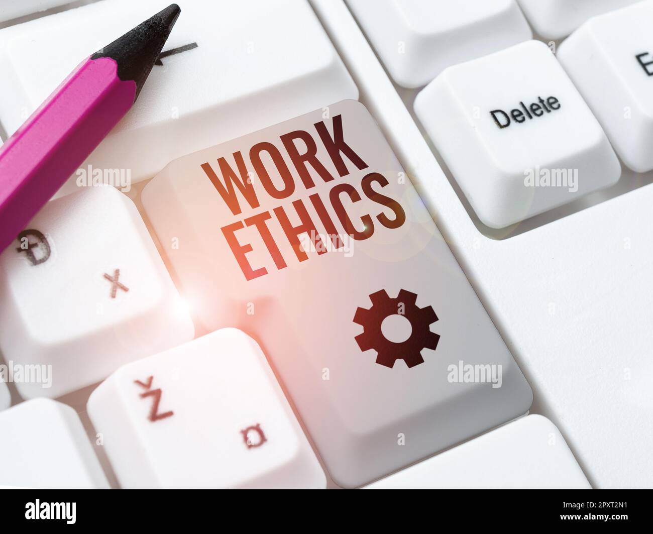 Sign displaying Work Ethics, Business showcase A set of values centered ...