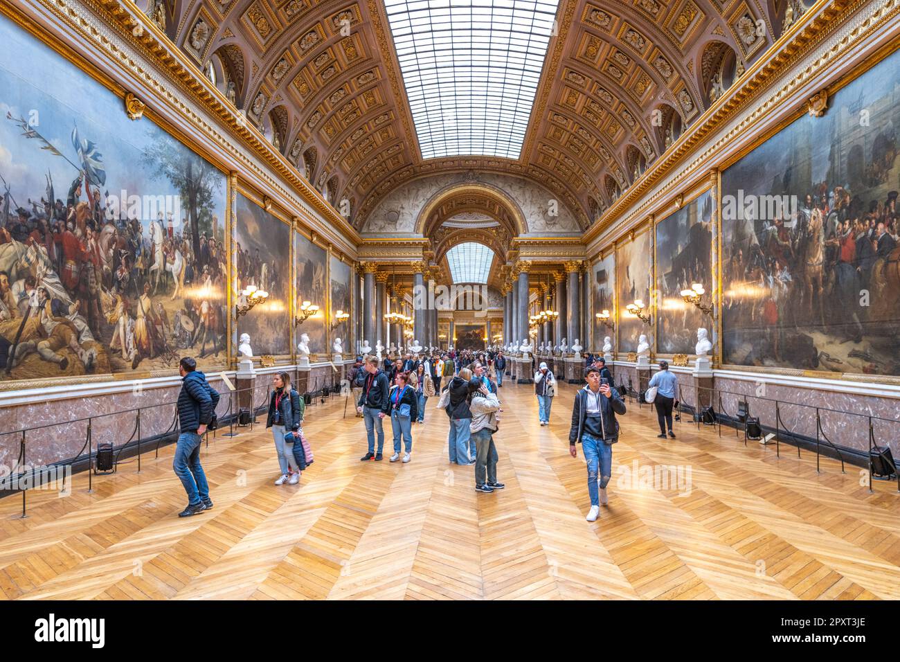 VERSAILLES, FRANCE - APRIL 15, 2023: Gallery of Battles - long hall ...