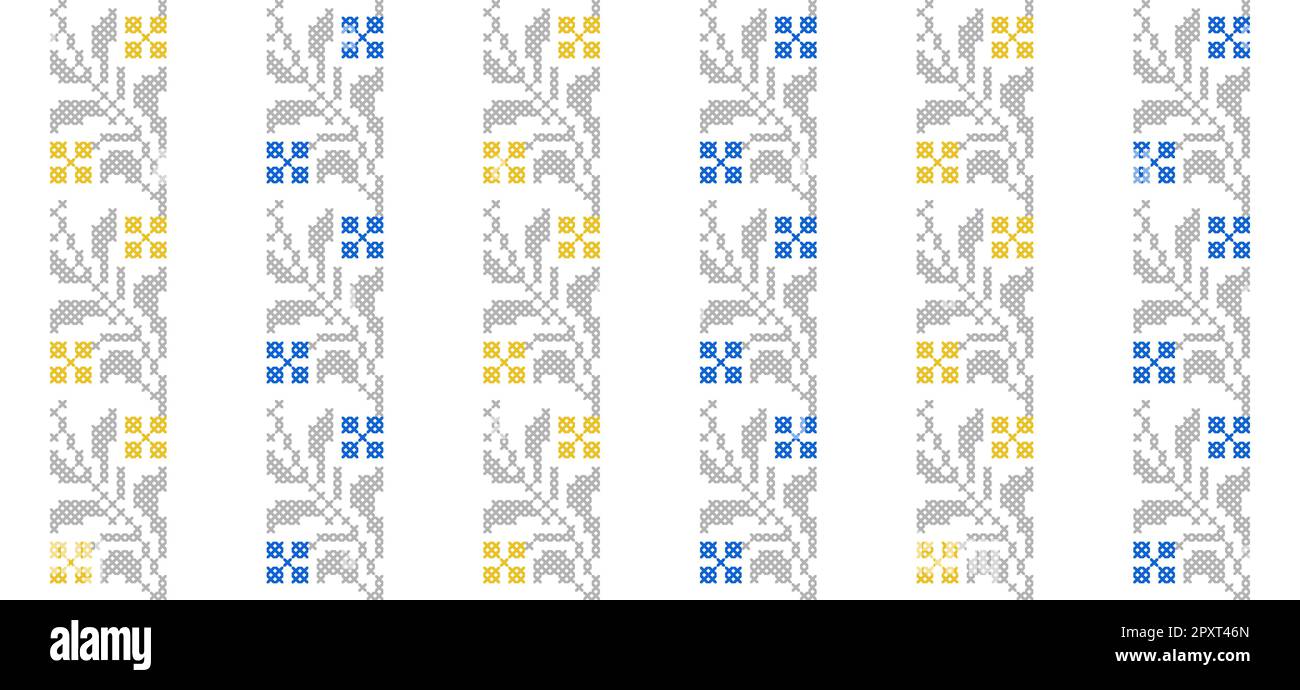 Ukrainian vector seamless floral fashion pattern. Decoration in blue ...