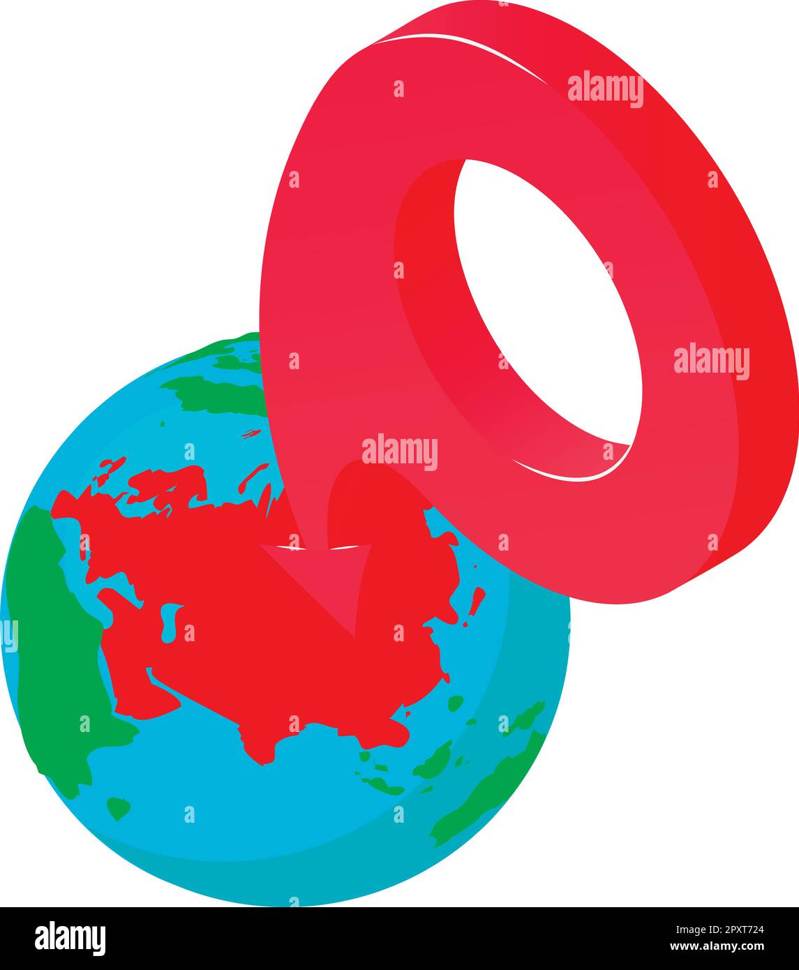 Navigation symbol icon isometric vector. Planet earth globe with big ...