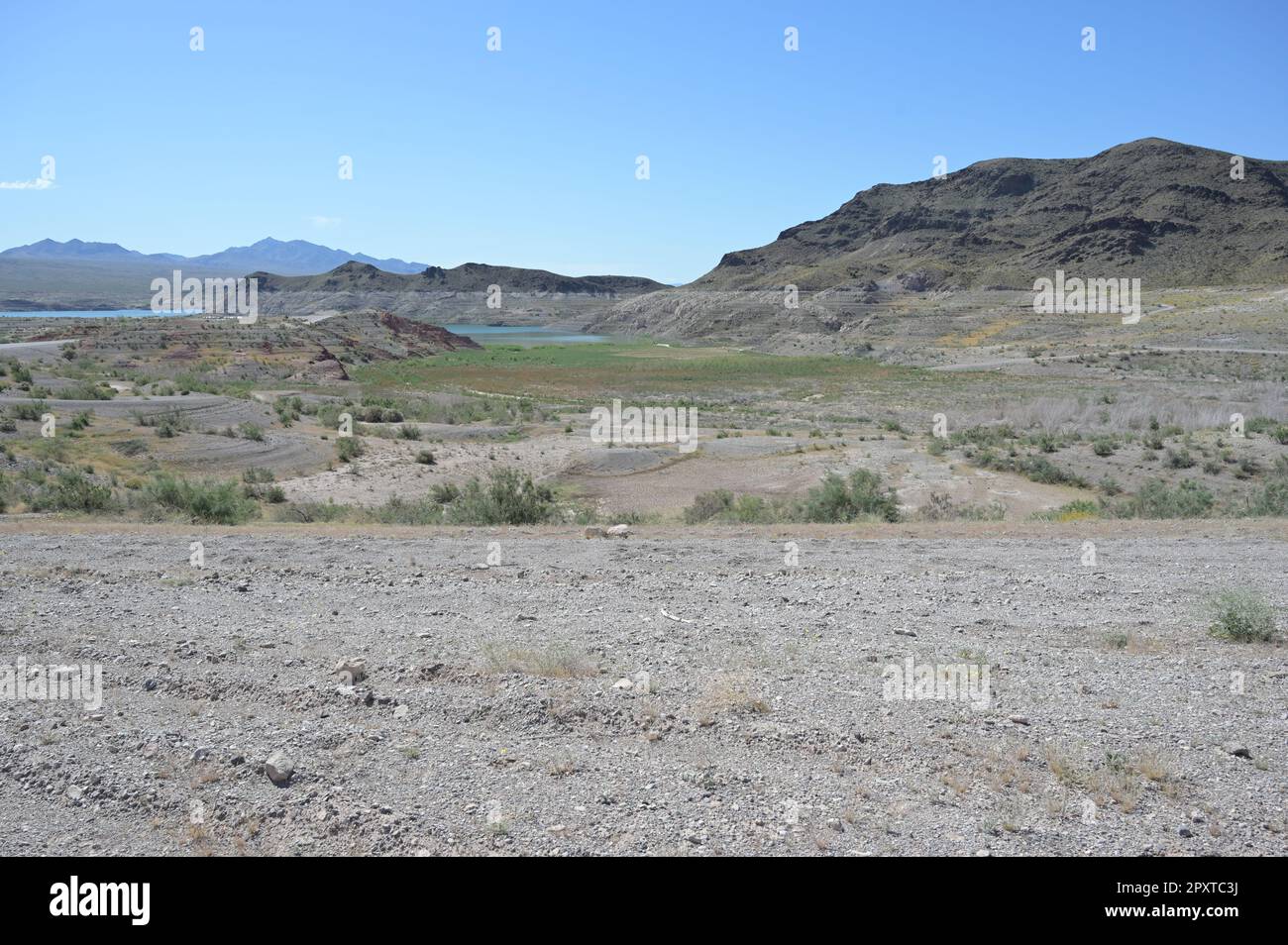 The water left in Echo Bay during a prolonged drought April 2023 Stock ...