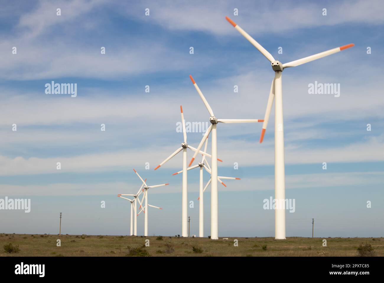 a row of wind turbines Stock Photo - Alamy