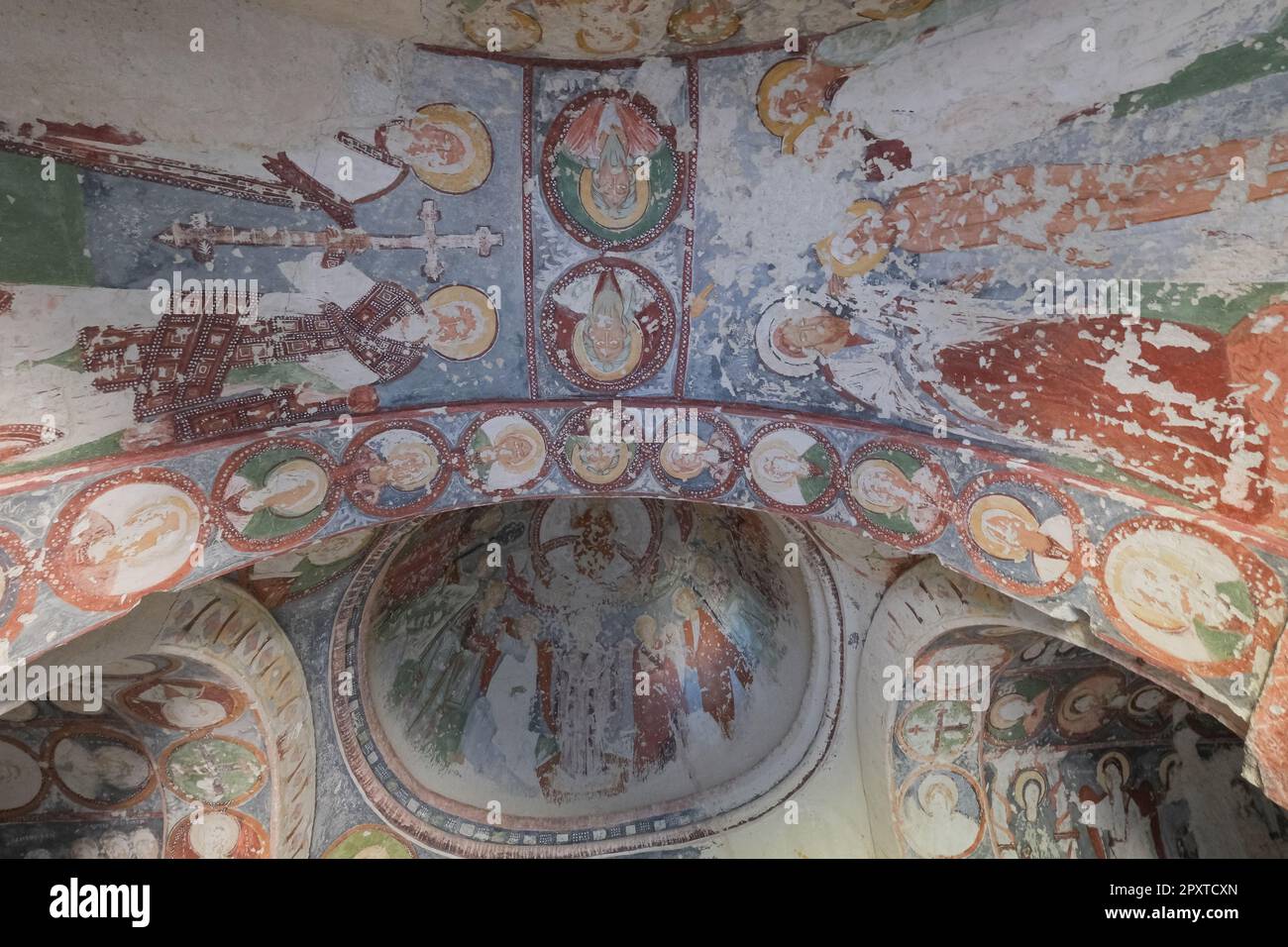 Fresco Christian Decoration on Ceiling background in cave orthodox El ...