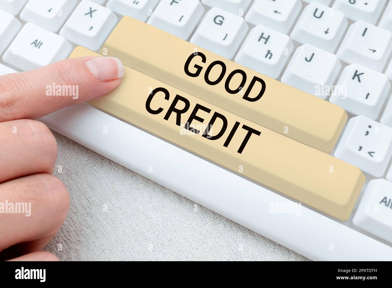 Sign displaying Good Credit, Business idea borrower has a relatively ...