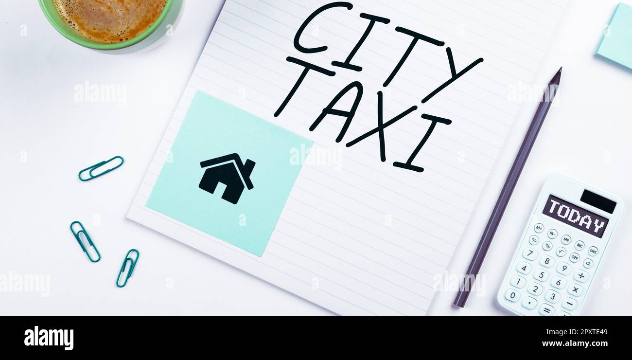 Writing displaying text City Taxi, Business concept type of vehicle for ...