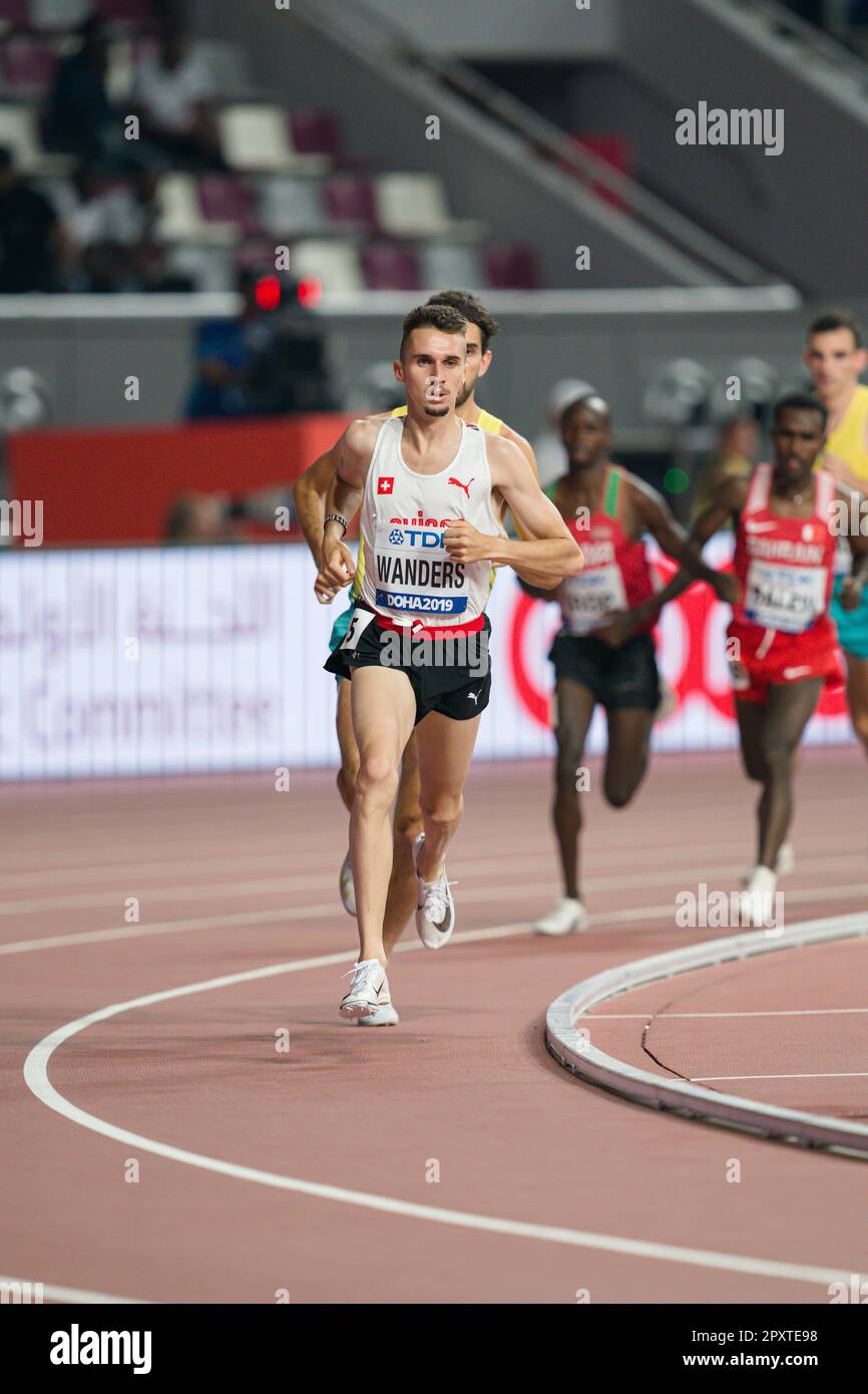 Julien Wanders participating in the 5000 meters at the 2019 World ...