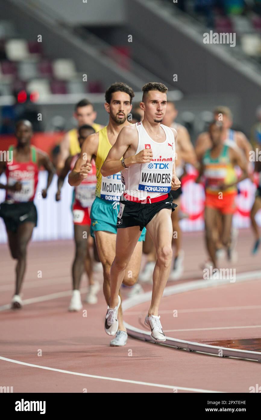 Julien Wanders participating in the 5000 meters at the 2019 World ...