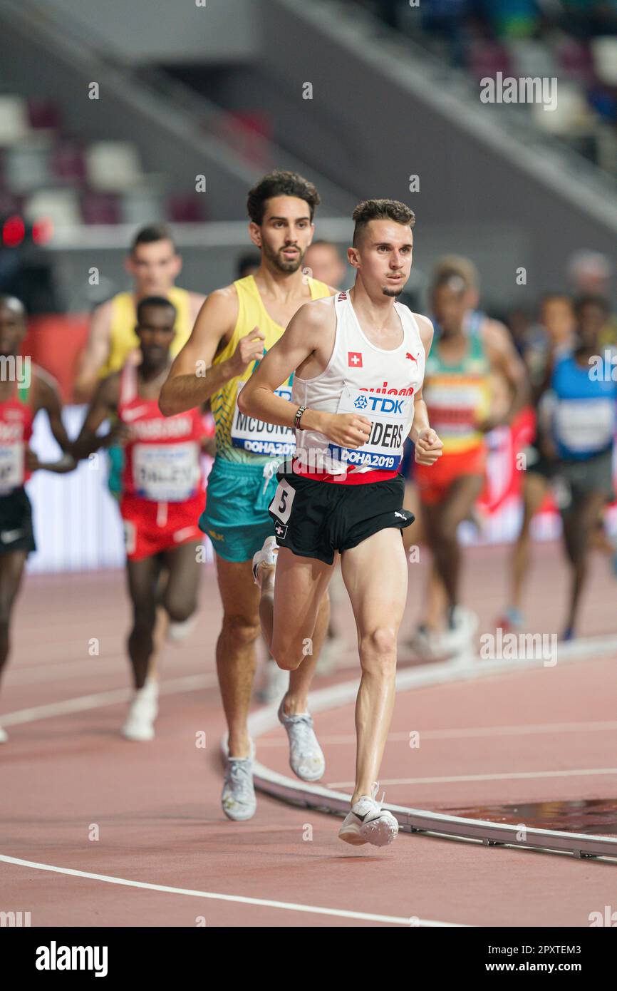 Julien Wanders participating in the 5000 meters at the 2019 World ...