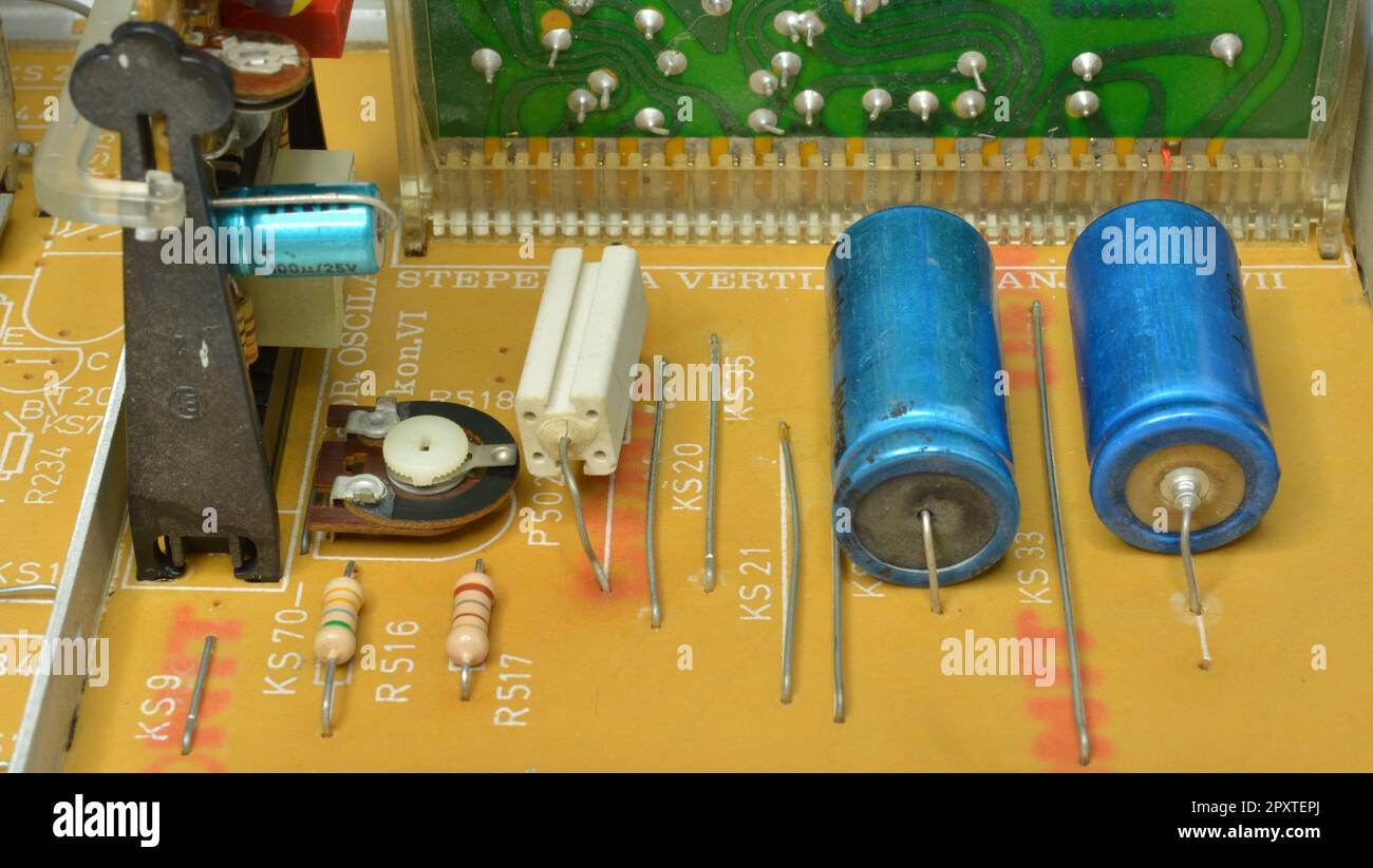 Vintage TV circuit board components Stock Photo - Alamy