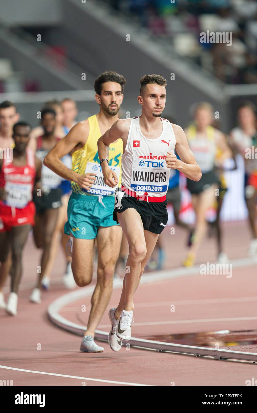 Julien Wanders participating in the 5000 meters at the 2019 World ...