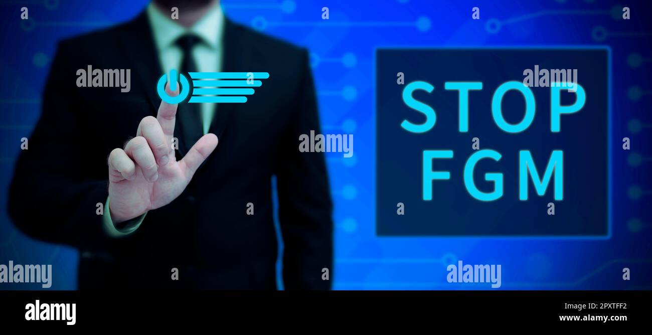 Hand writing sign Stop Fgm, Business idea Put an end on female genital ...