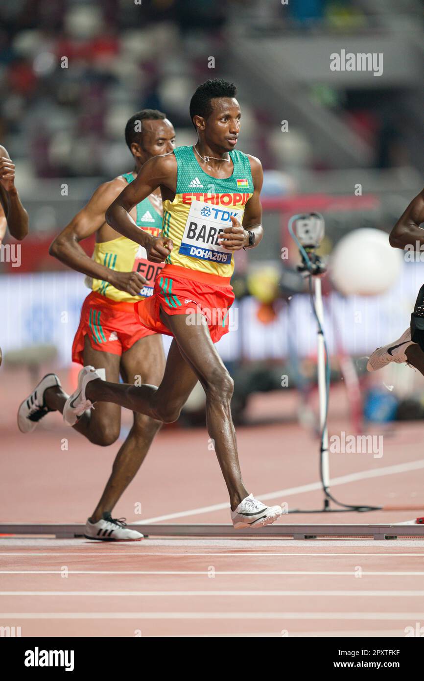 Selemon Barega participating in the 5000 meters at the 2019 World ...
