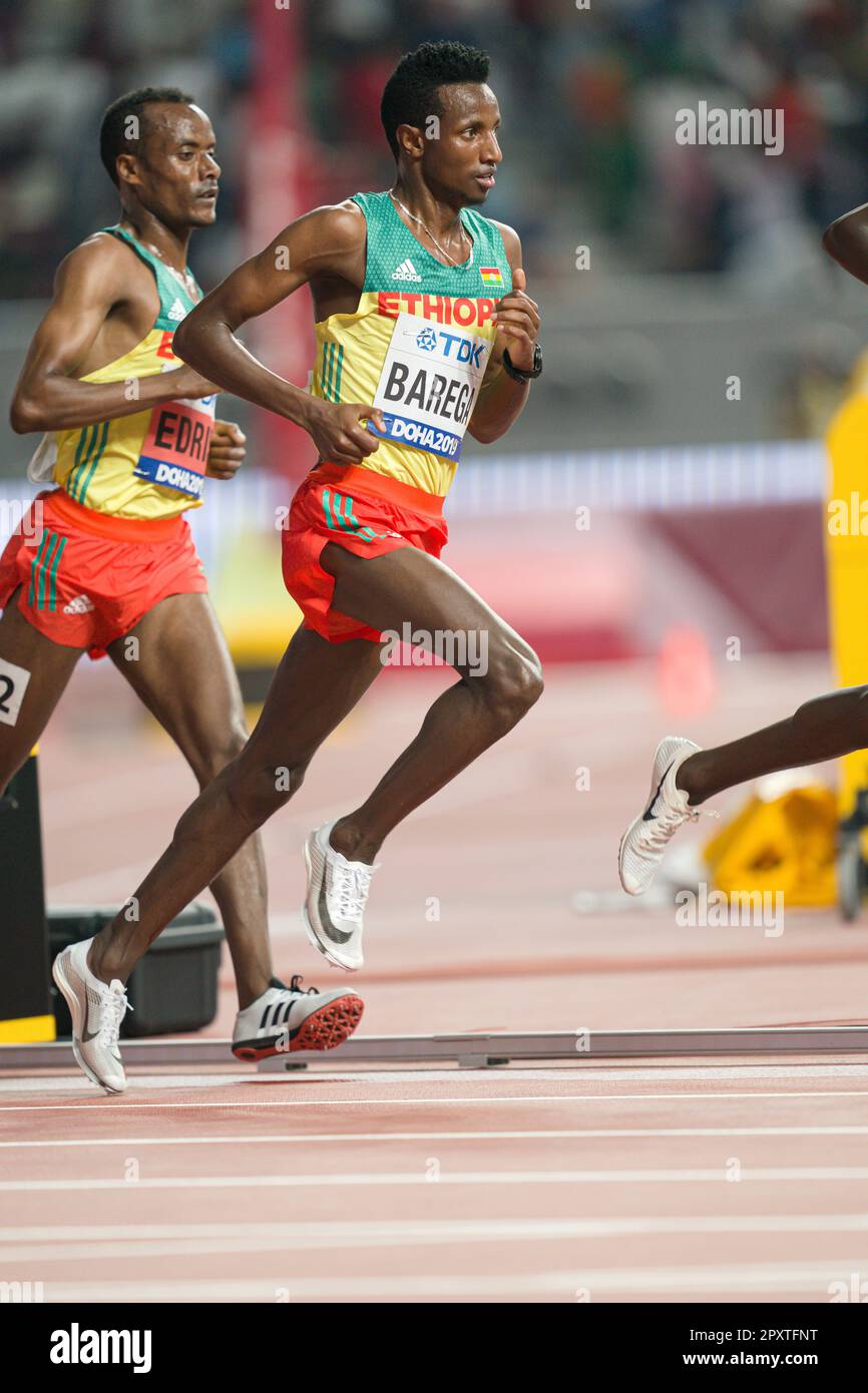 Selemon Barega participating in the 5000 meters at the 2019 World ...