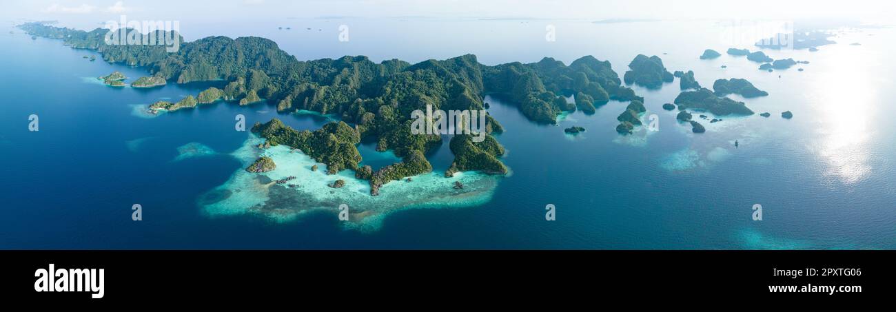 Biodiverse coral reefs surround the dramatic limestone islands that ...