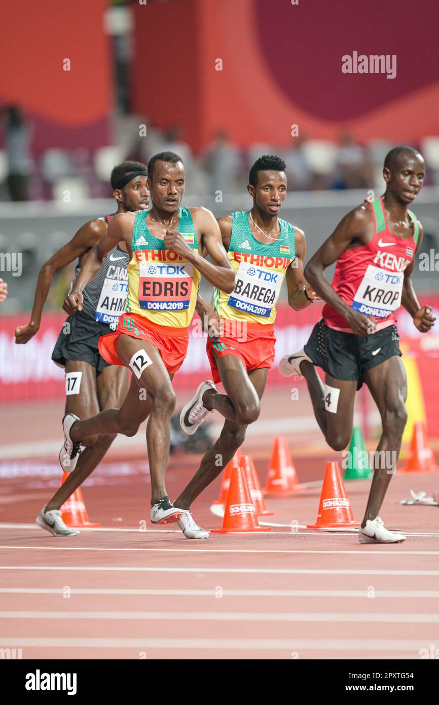 Muktar Edris participating in the 5000 meters at the 2019 World ...