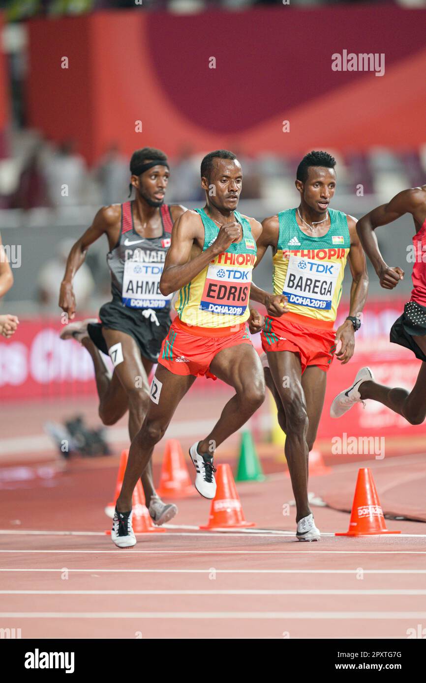 Muktar Edris participating in the 5000 meters at the 2019 World ...