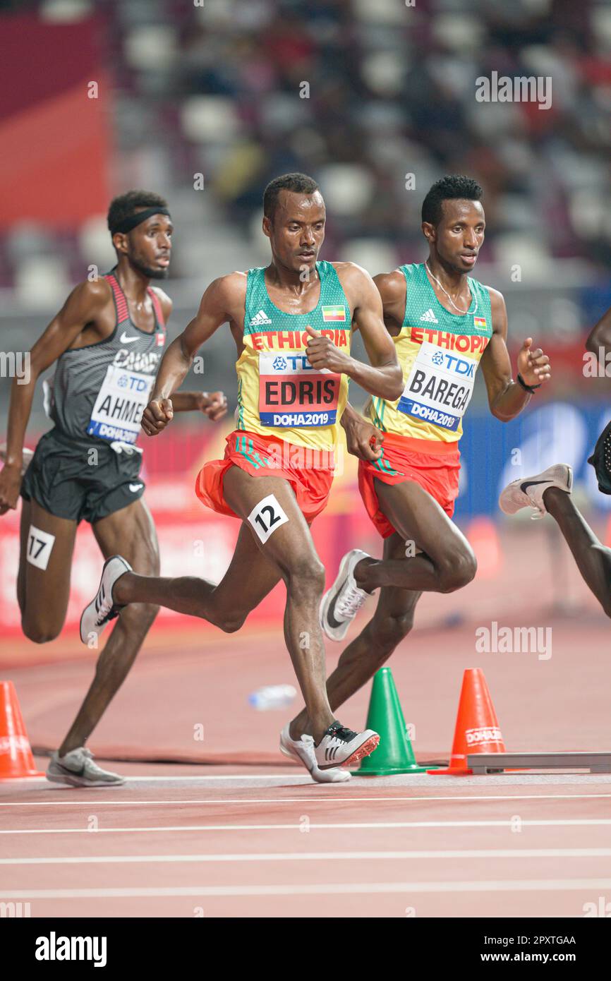 Muktar Edris participating in the 5000 meters at the 2019 World ...
