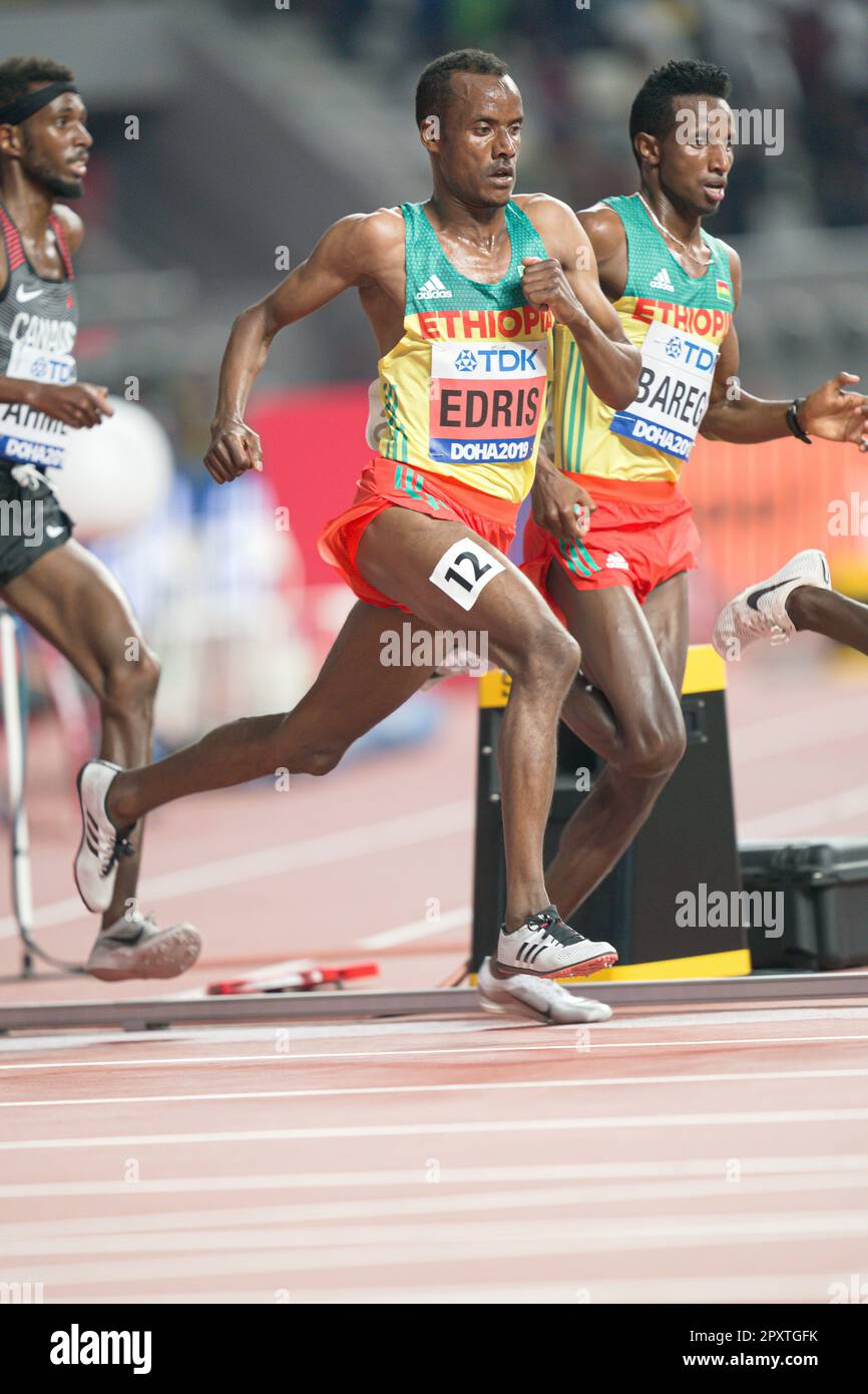 Muktar Edris participating in the 5000 meters at the 2019 World ...