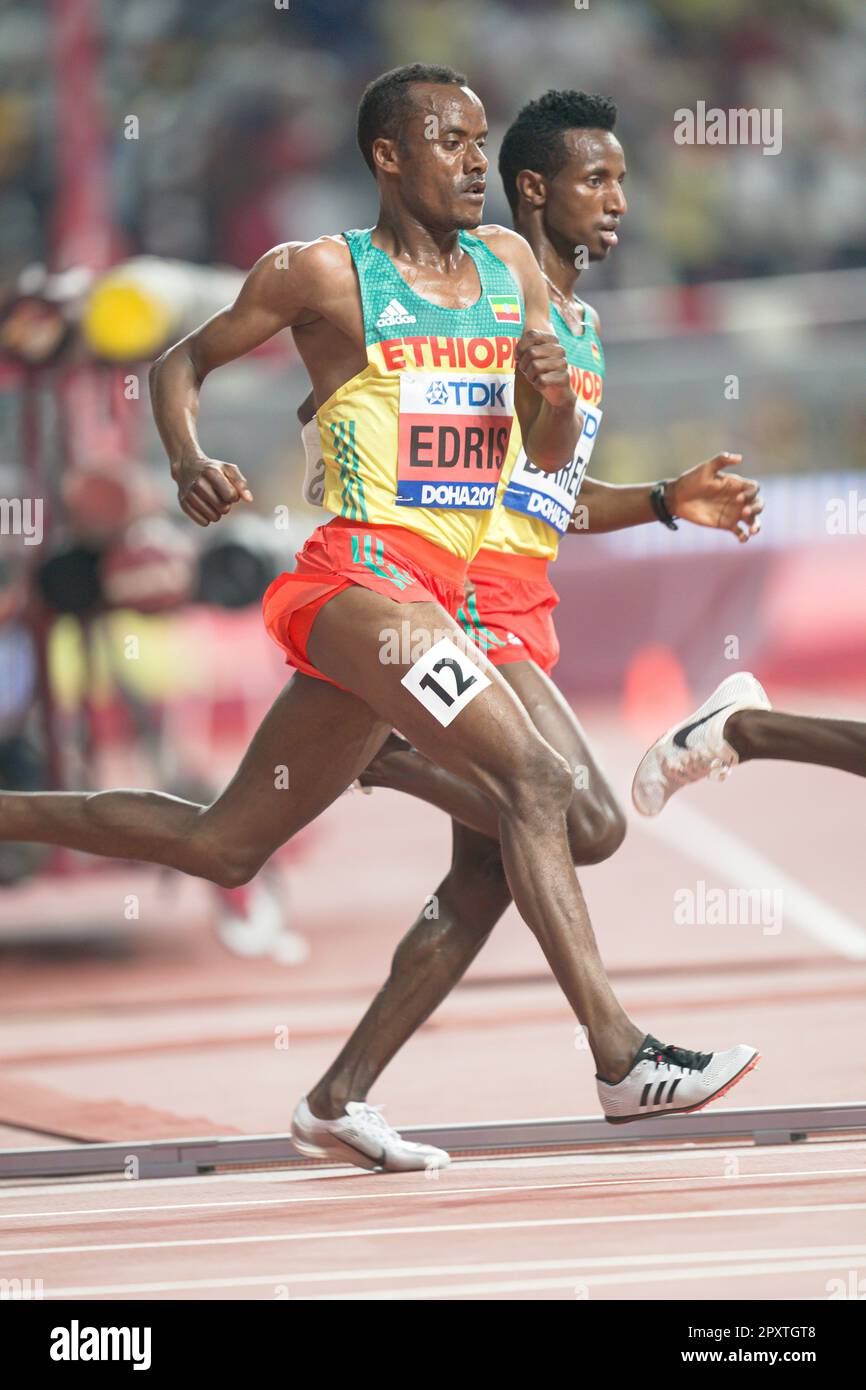Muktar Edris participating in the 5000 meters at the 2019 World ...