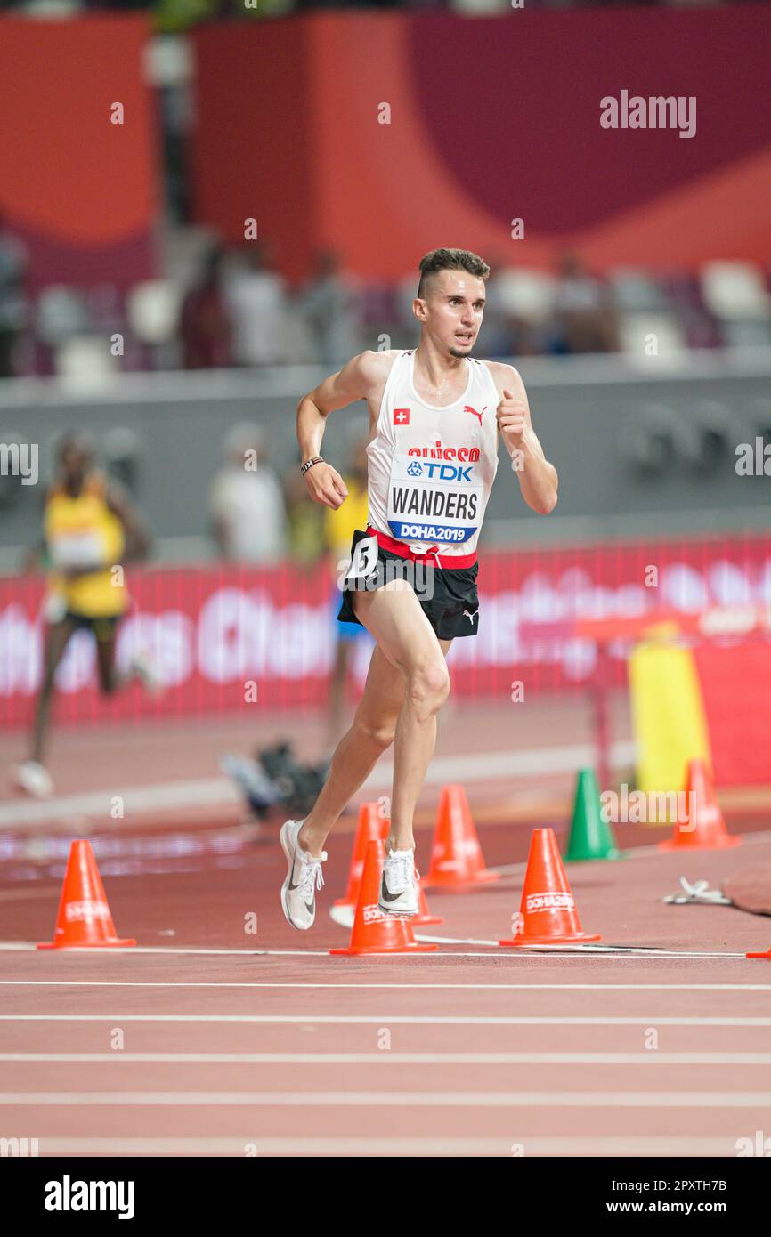 Julien Wanders participating in the 5000 meters at the 2019 World ...