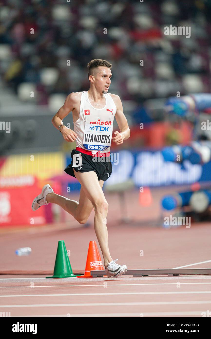Julien Wanders participating in the 5000 meters at the 2019 World ...