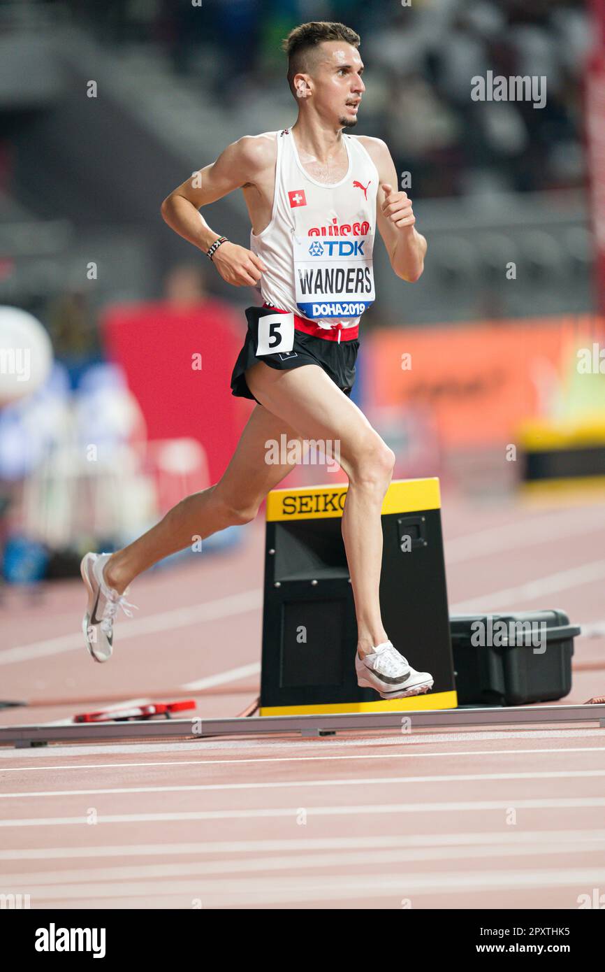 Julien Wanders participating in the 5000 meters at the 2019 World ...