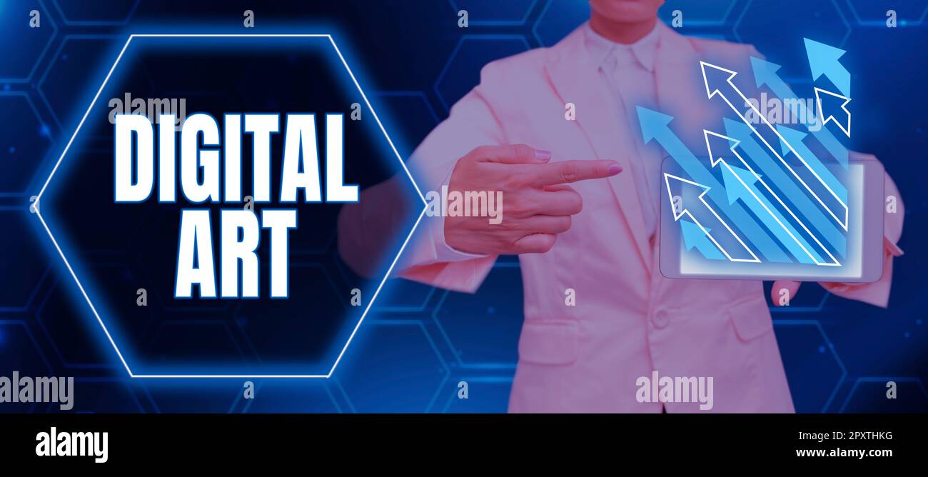 Text caption presenting Digital Art, Internet Concept use of skill and ...