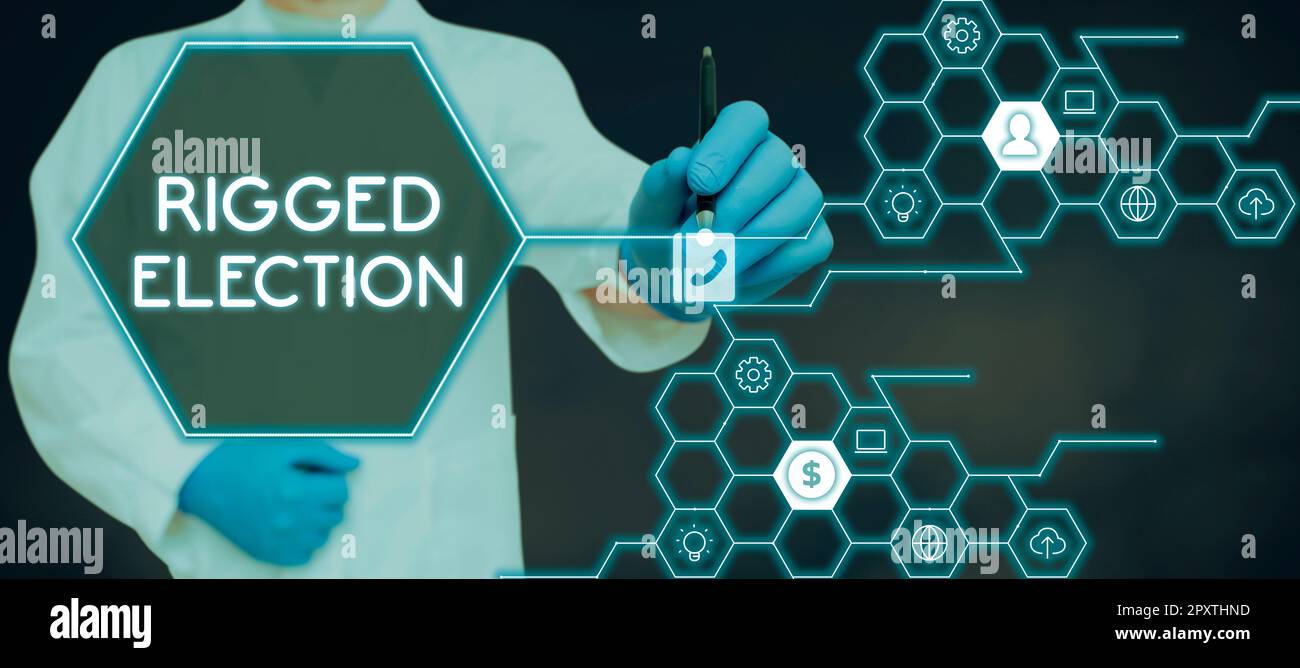 Handwriting text Rigged Election, Business showcase Manage drilling ...